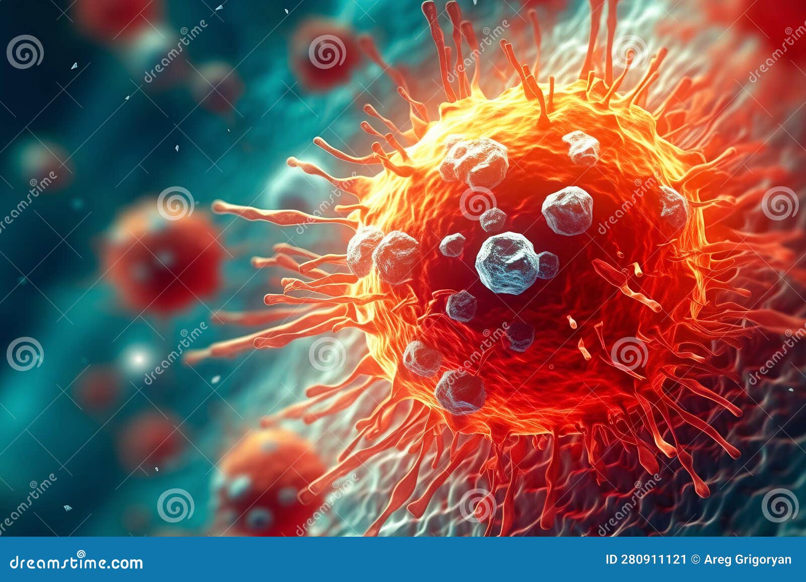 Leukocytes Attack Viruses. Ai Generatad Stock Illustration ...