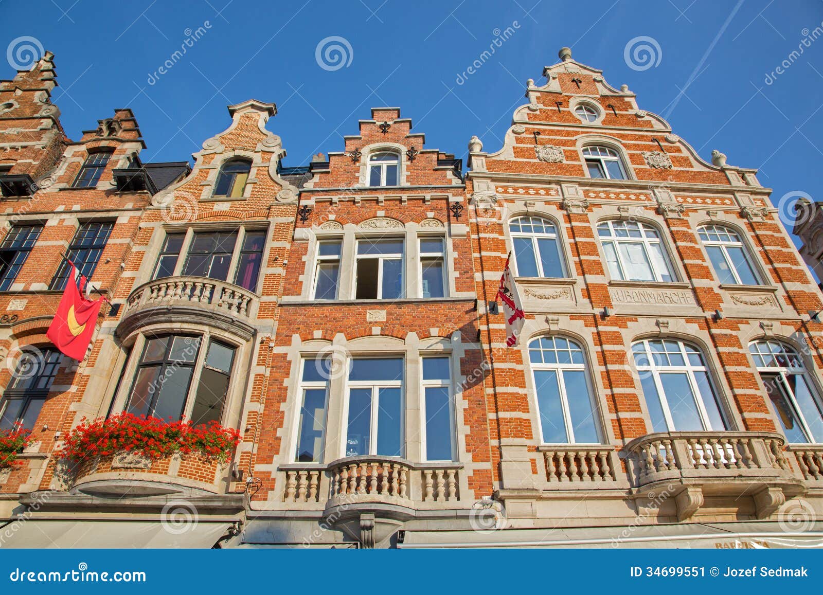 Leuven - Palaces of Oude Markt Stock Image - Image of brick ...