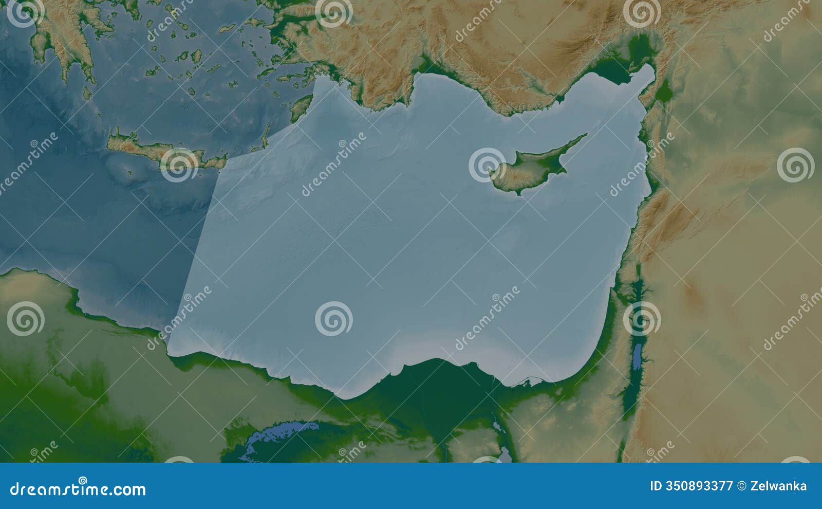 Levantine Sea Highlighted. Physical Map Stock Illustration ...