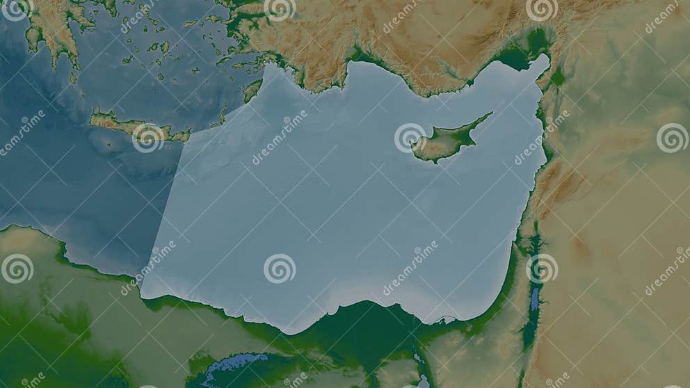 Levantine Sea Highlighted. Physical Map Stock Illustration ...