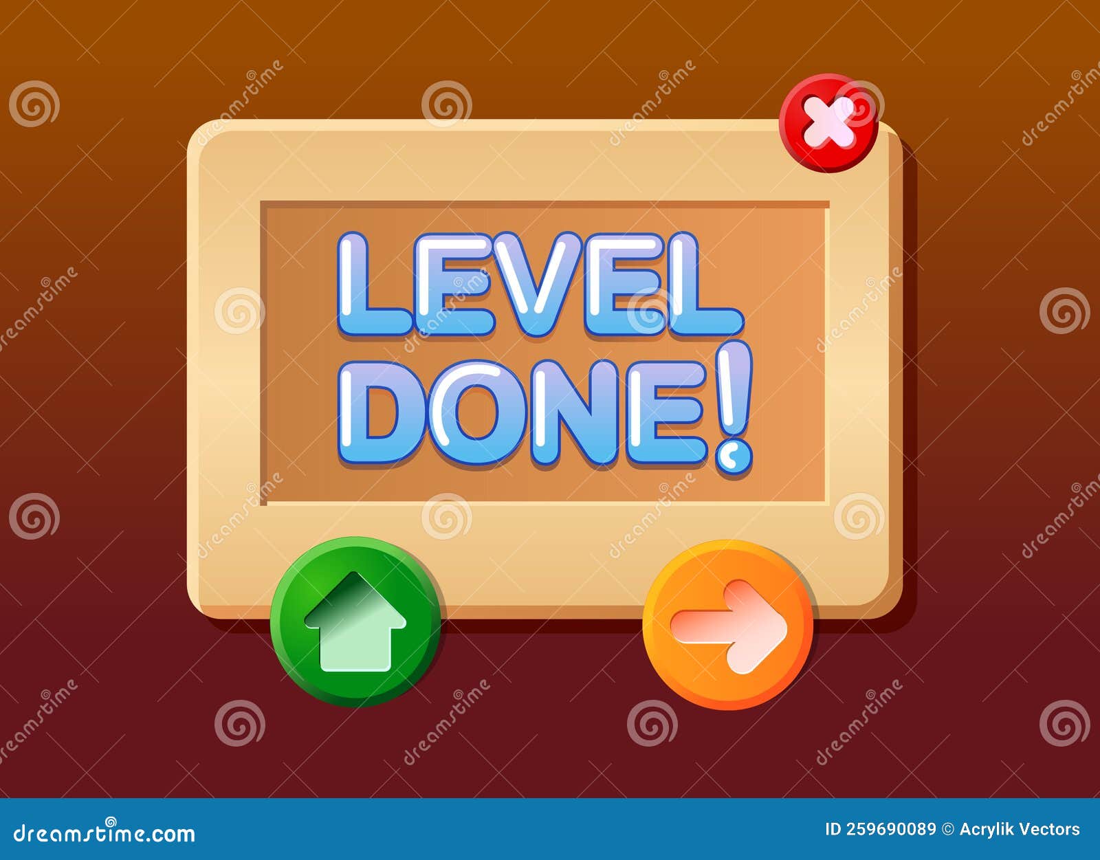 Level complete gaming ui stock vector. Illustration of clipart - 259690089