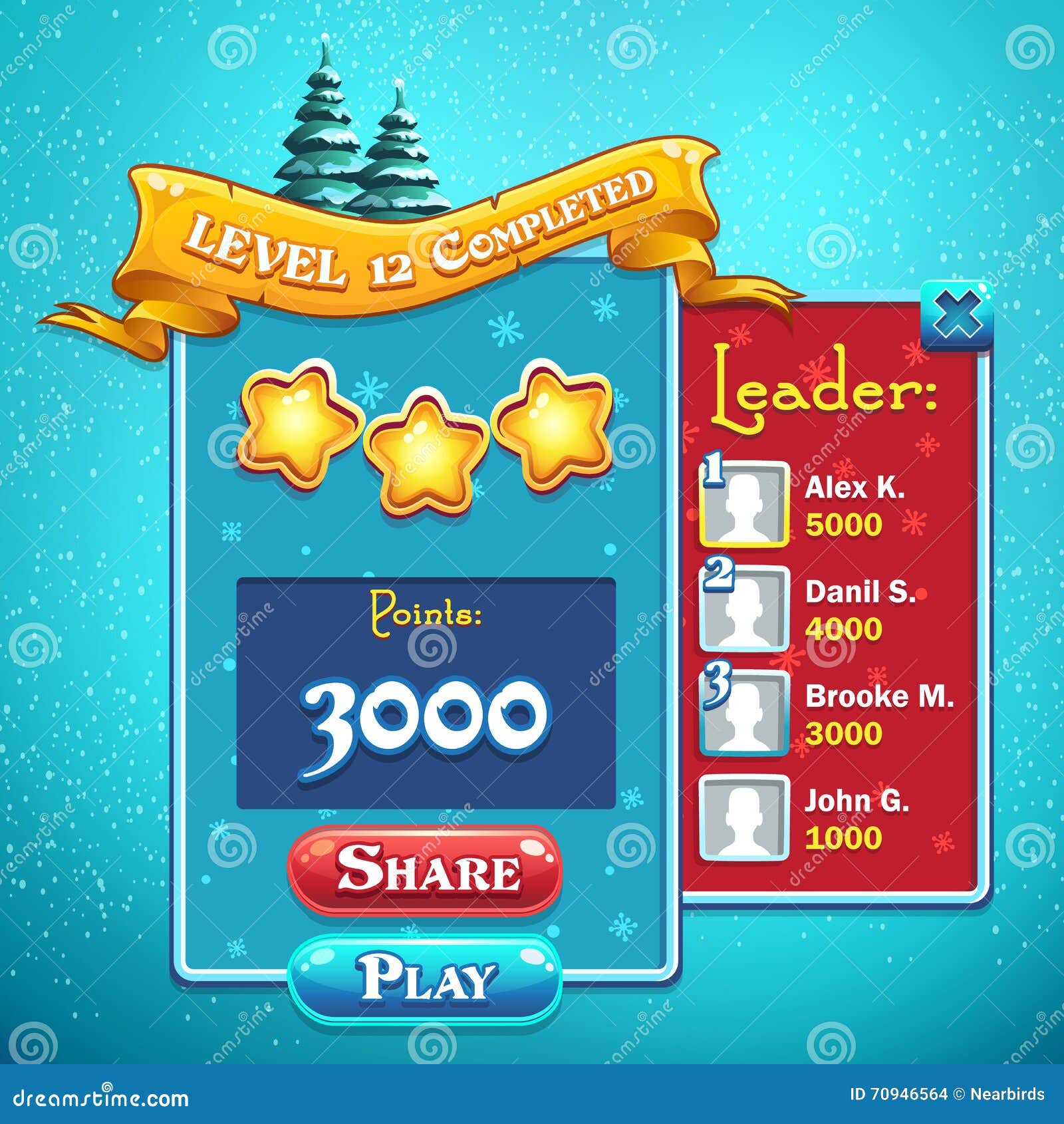 Level Completed Game Window Stock Vector - Illustration of message ...