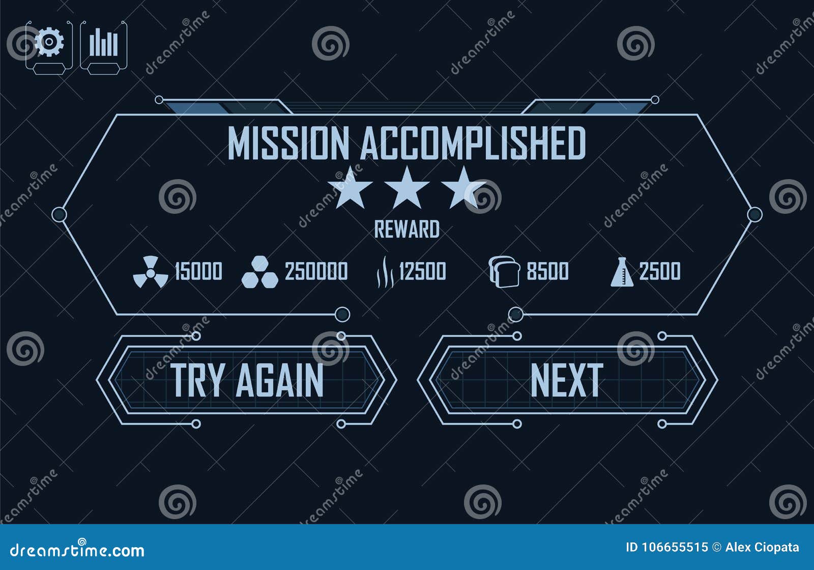 Level Completed Menu stock vector. Illustration of level - 106655515