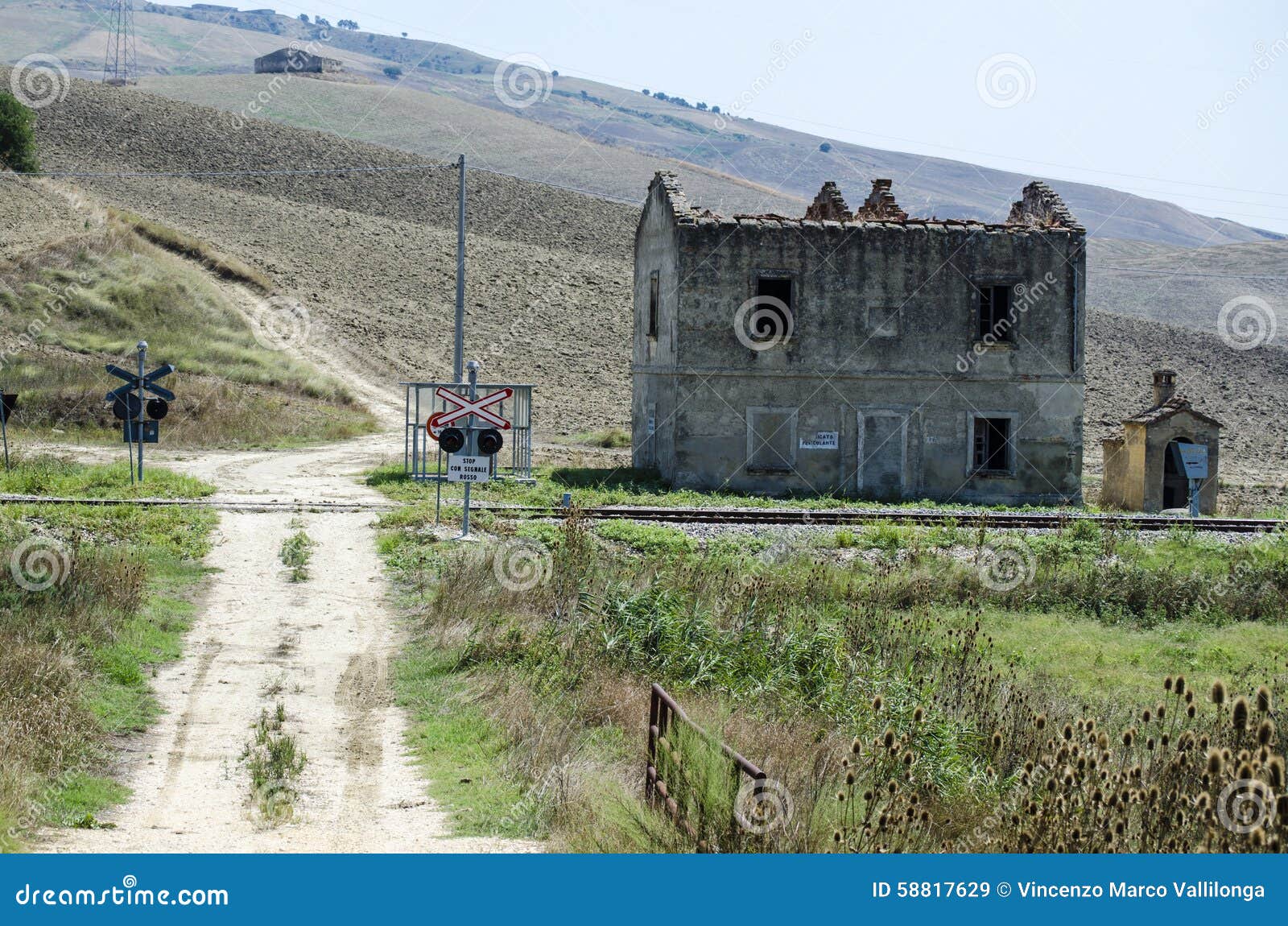 Level Crossing in the Old Train Station Stock Image - Image of stop ...