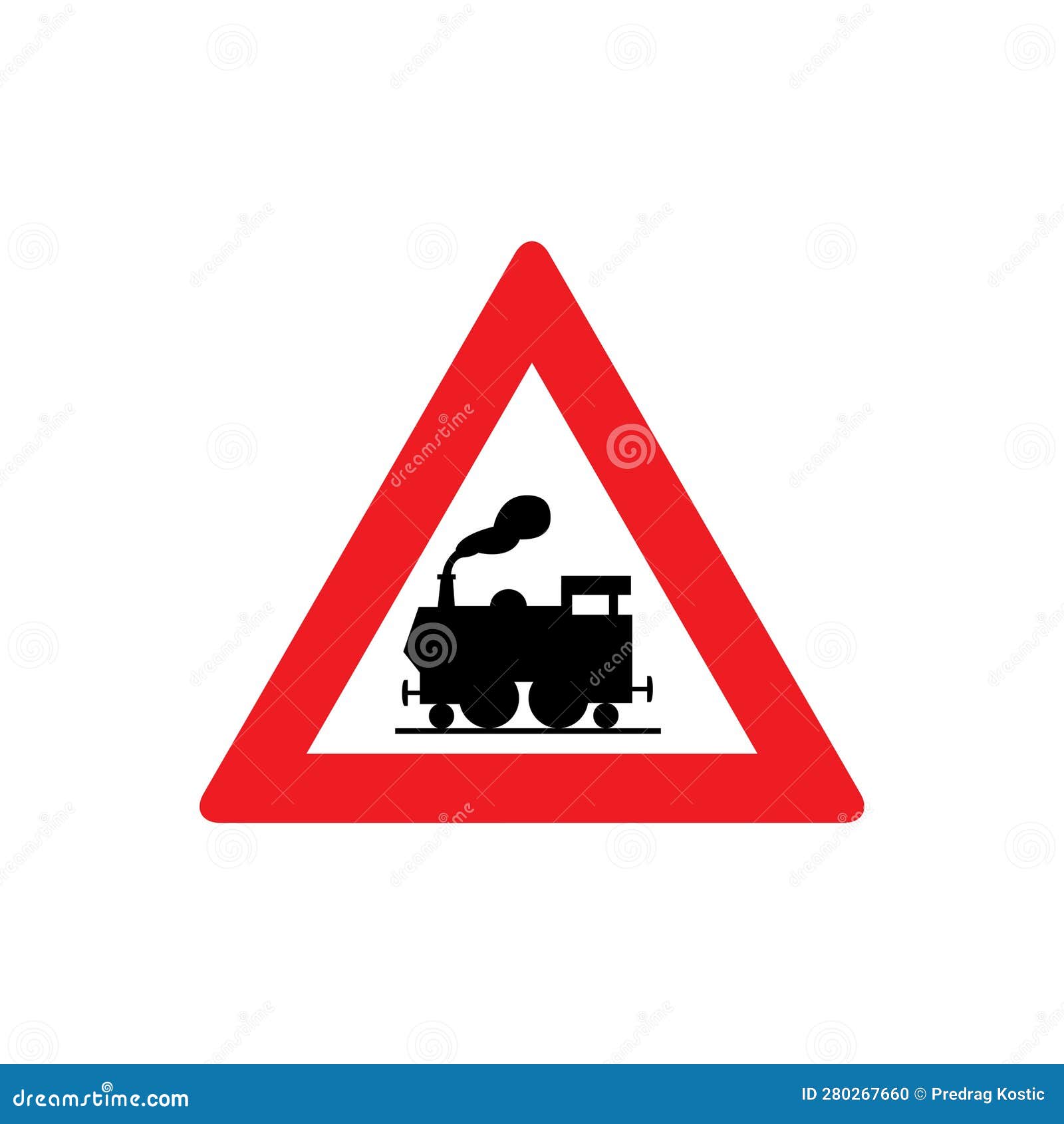 Level crossing train stock illustration. Illustration of black - 280267660