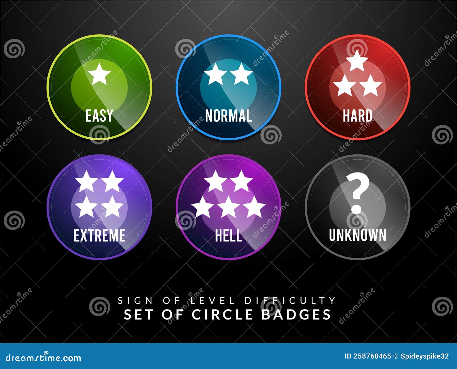 Level Difficulty in Circle Label. Isolated Vector Illustration Stock ...