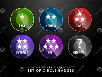 Level Difficulty in Circle Label. Isolated Vector Illustration Stock ...