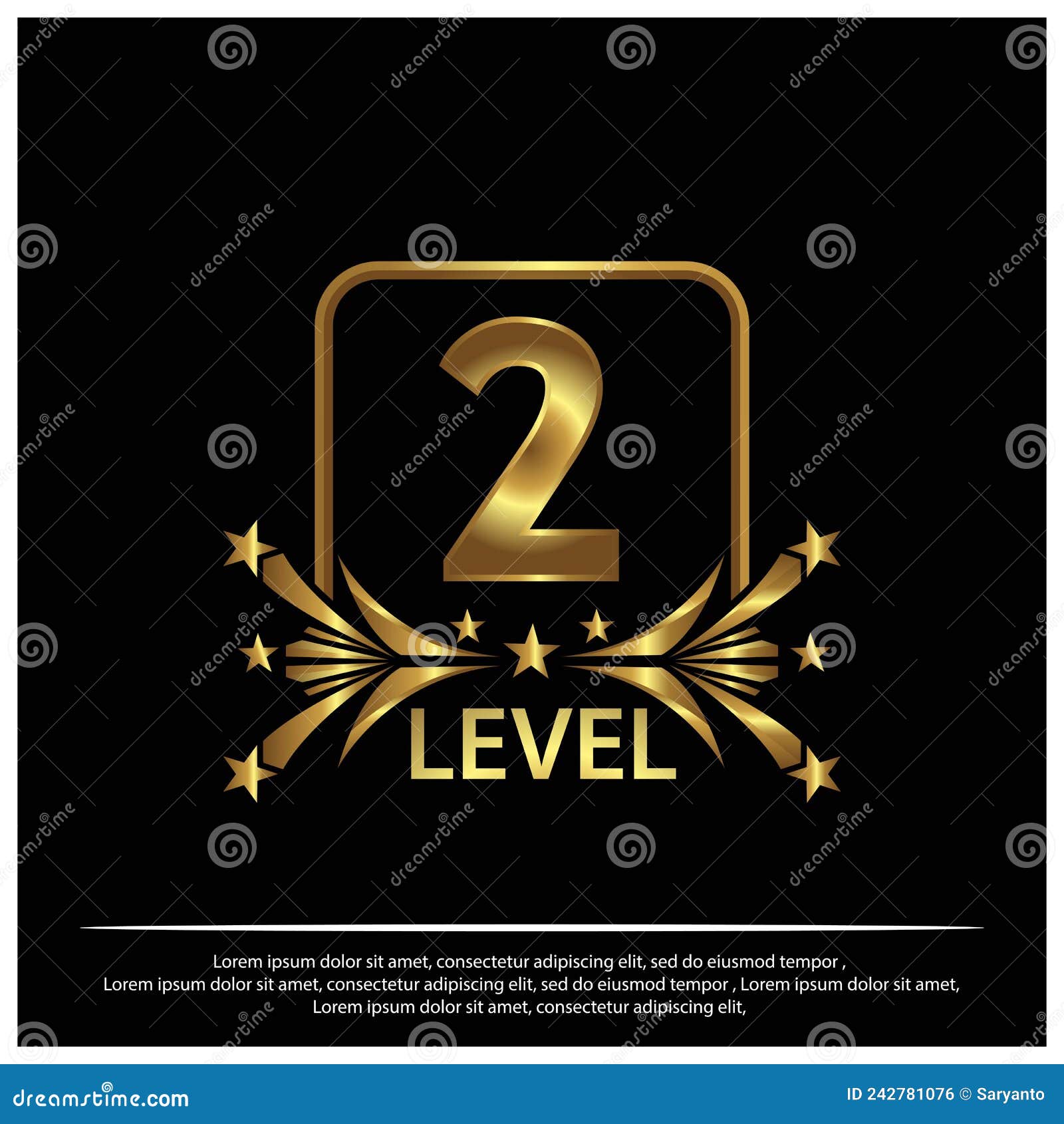 Level 2 Background. Level 2 Golden Stock Vector - Illustration of ...