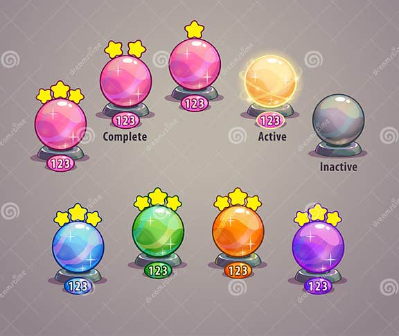 Level Indicators for Game Ui Stock Illustration - Illustration of level ...