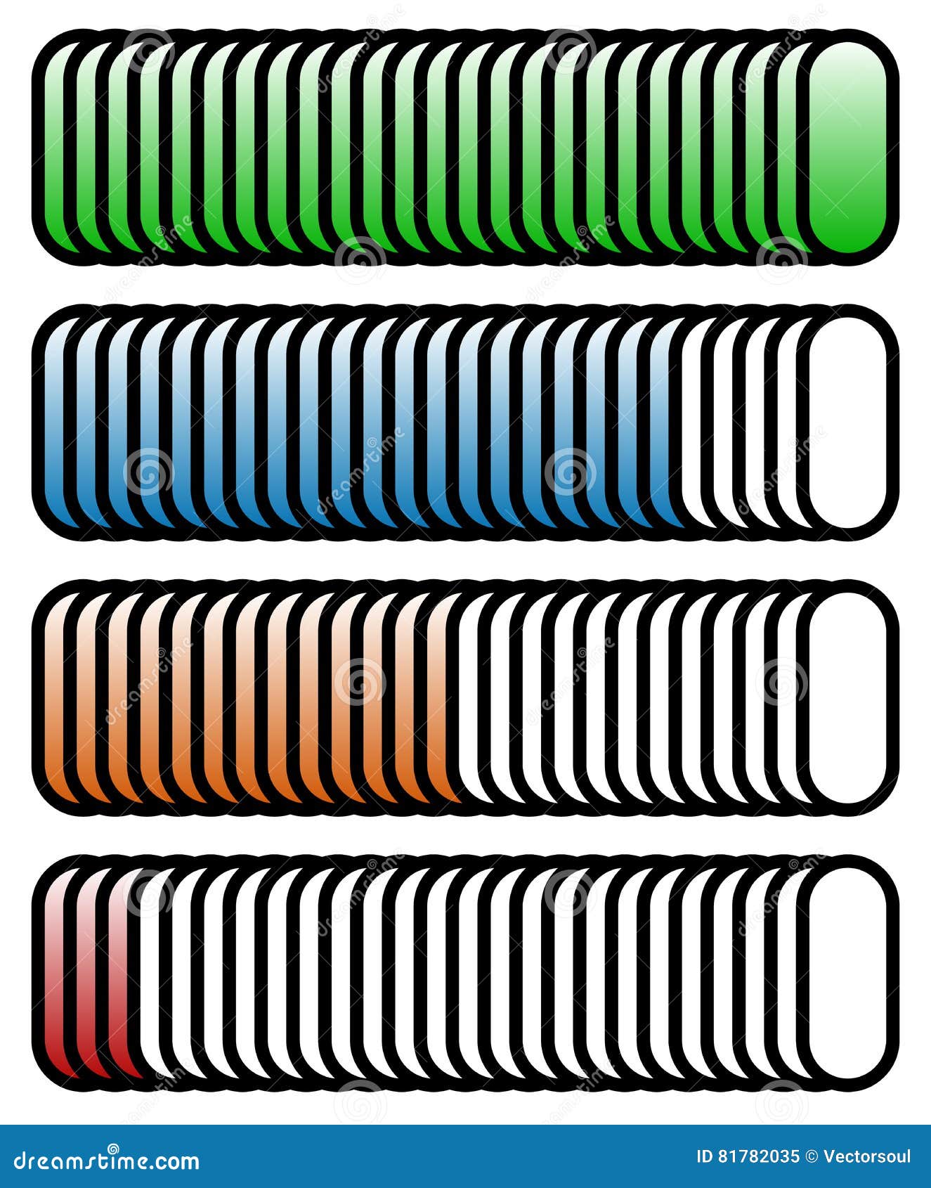 Level, Progress Indicators with Levels in Sequence from Low To H Stock ...