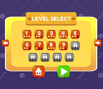 Level Select Game Menu Interface Panels Ui Buttons Stock Vector ...