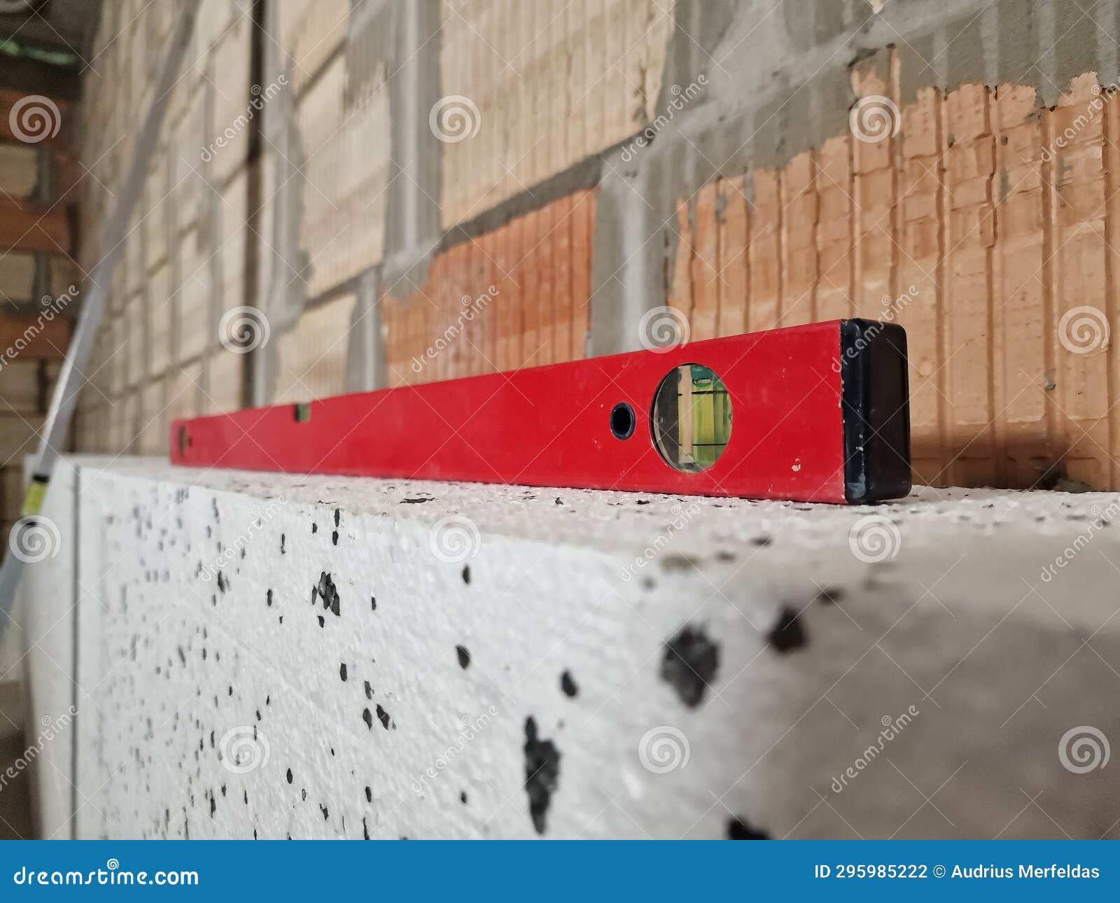 Level Tool for Construction in Progress Stock Photo - Image of house ...