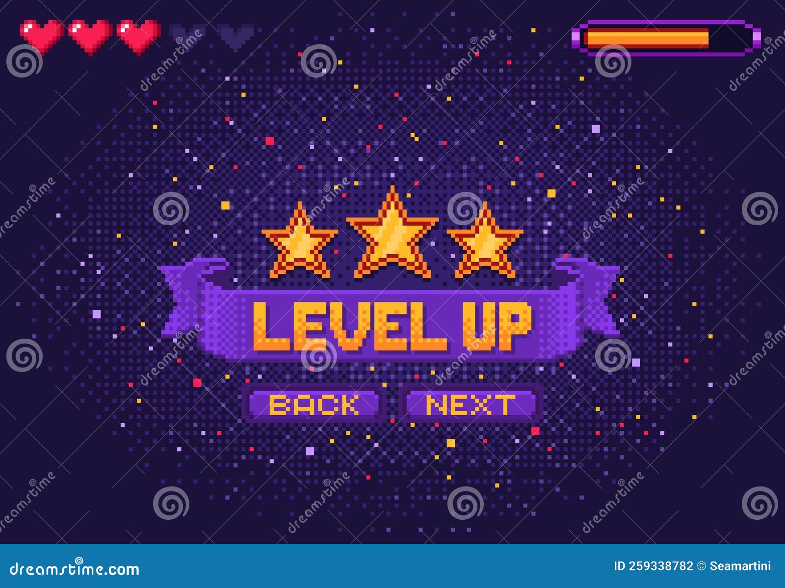 Level Up 8bit Game, Console or Arcade Pixel Screen Stock Vector ...