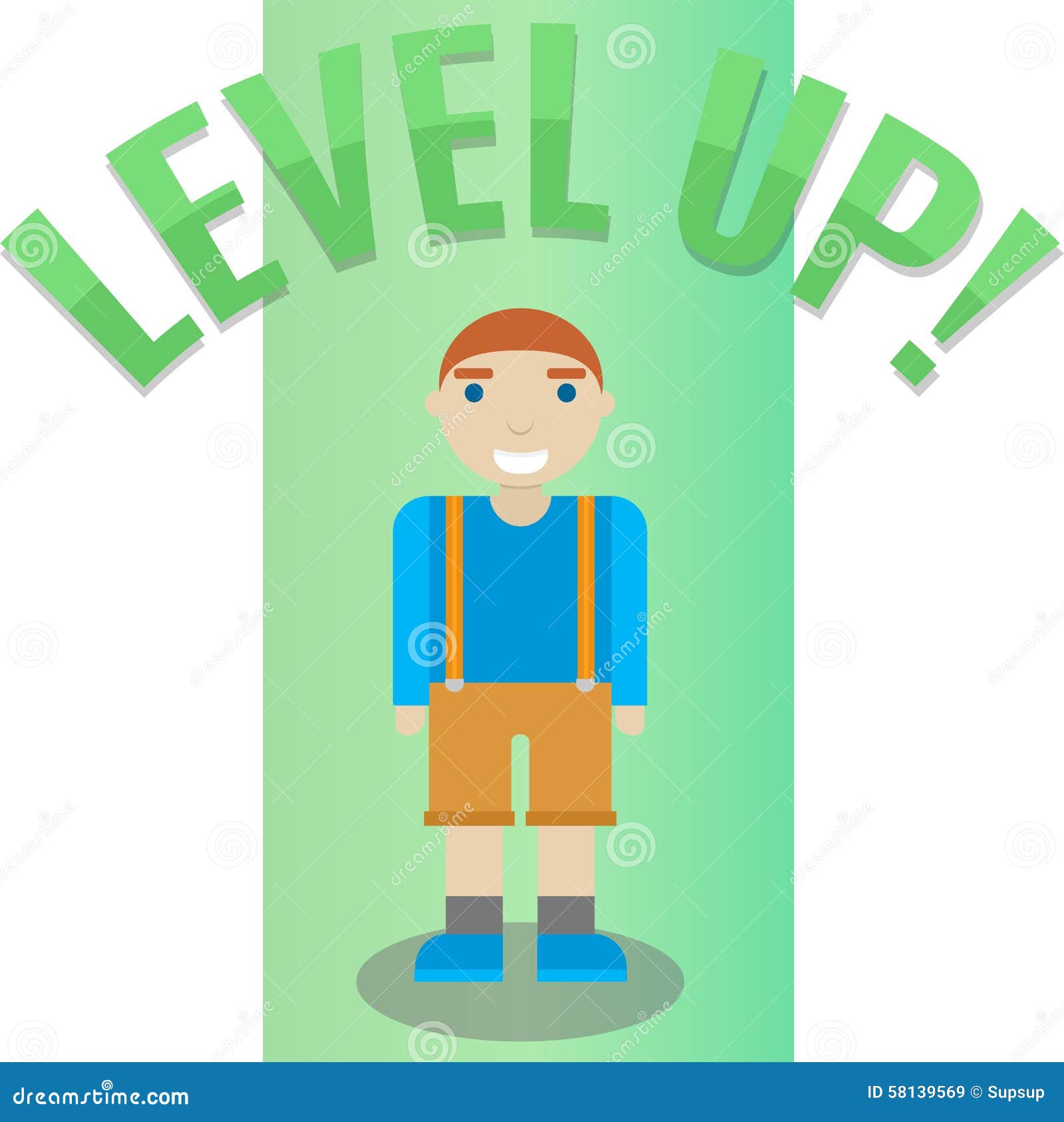 Level up, boy stock vector. Illustration of text, happy - 58139569