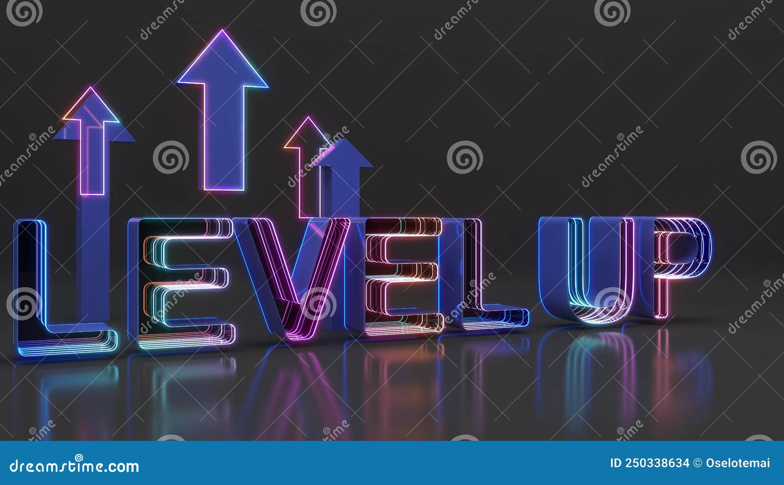 Level Up Characters with Neon Lights.,Abstract Image of Level Up Stock ...