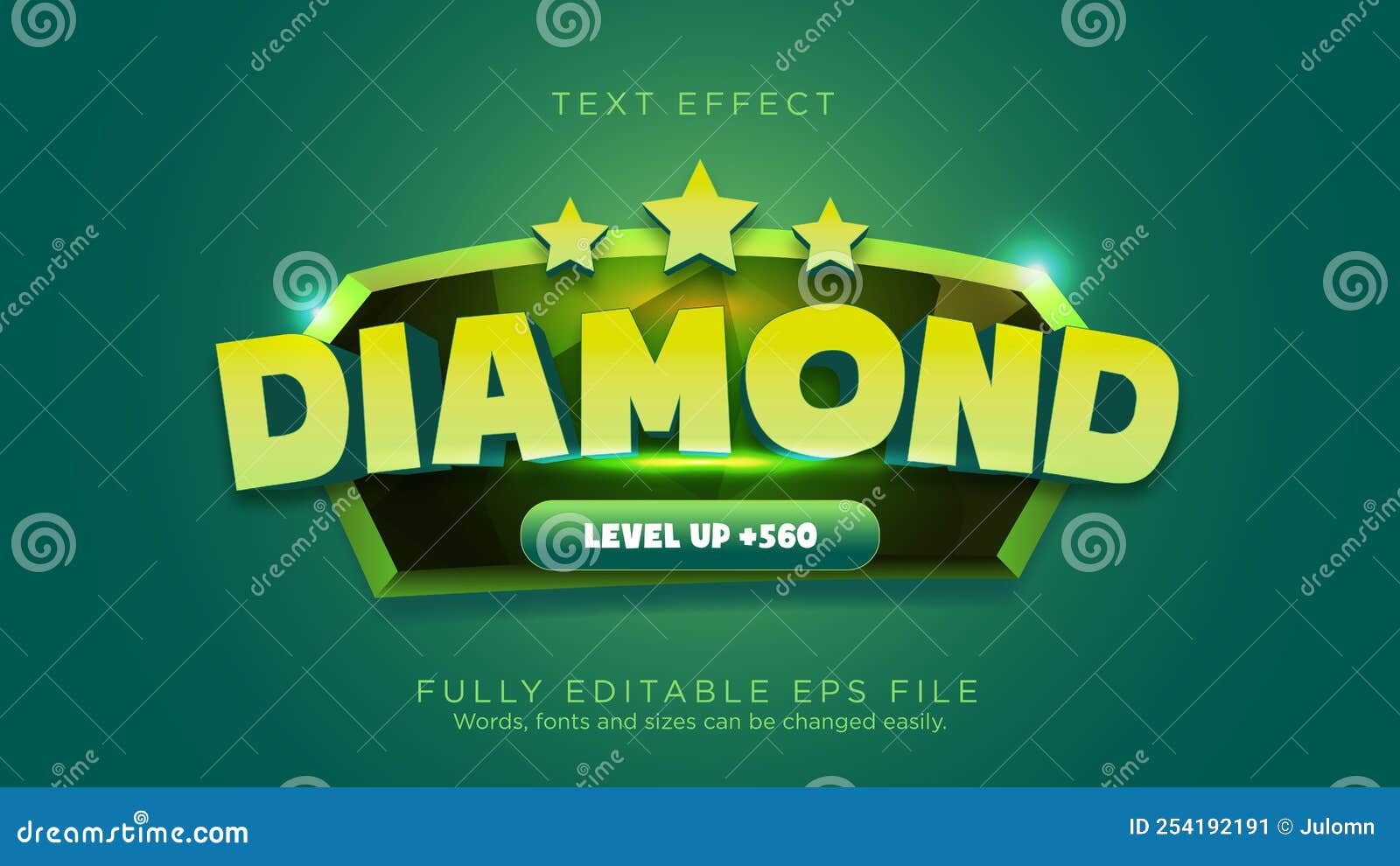 Level Up Diamond Game UI Button Text Effect Font Type Stock Vector ...