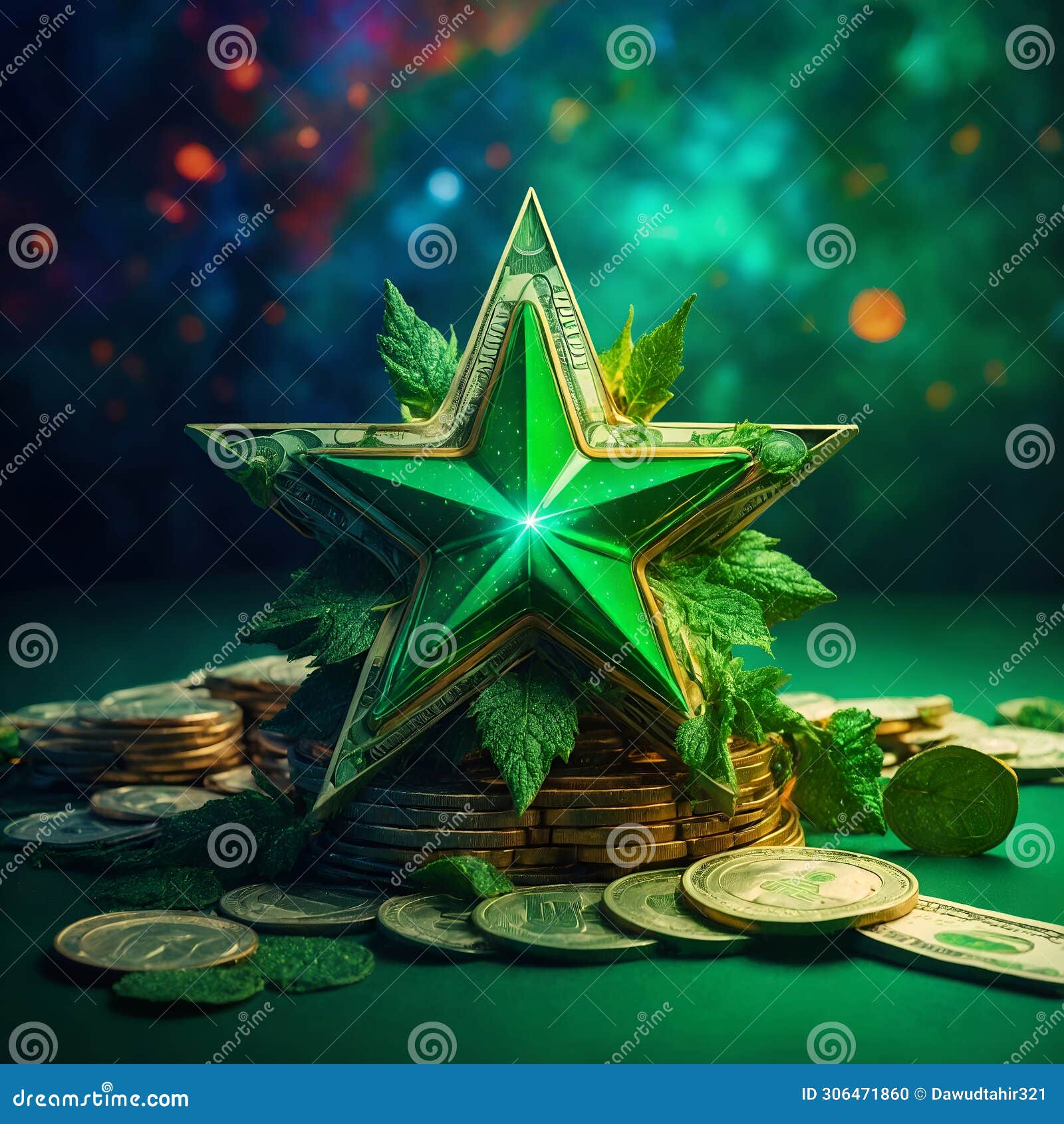 Level Up Visualizing Financial Growth with a Green Star and Money in a ...