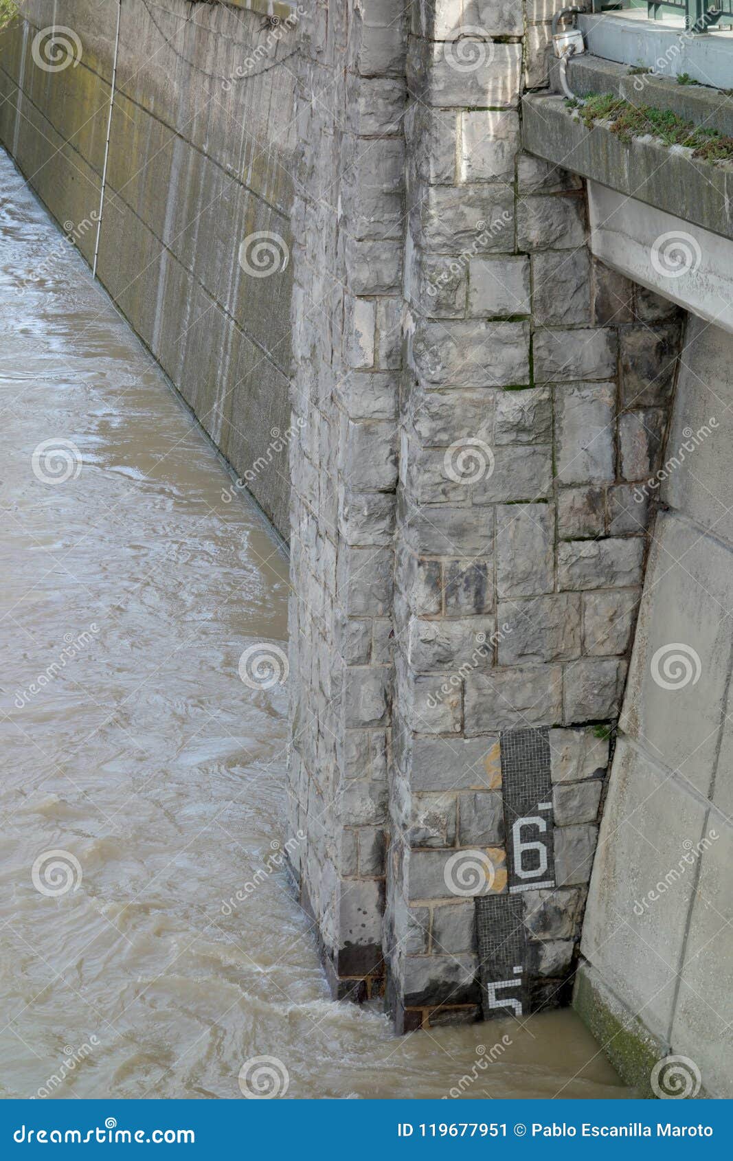 A Level Water Meter in a Built Structure Wall - Building Feature Stock ...