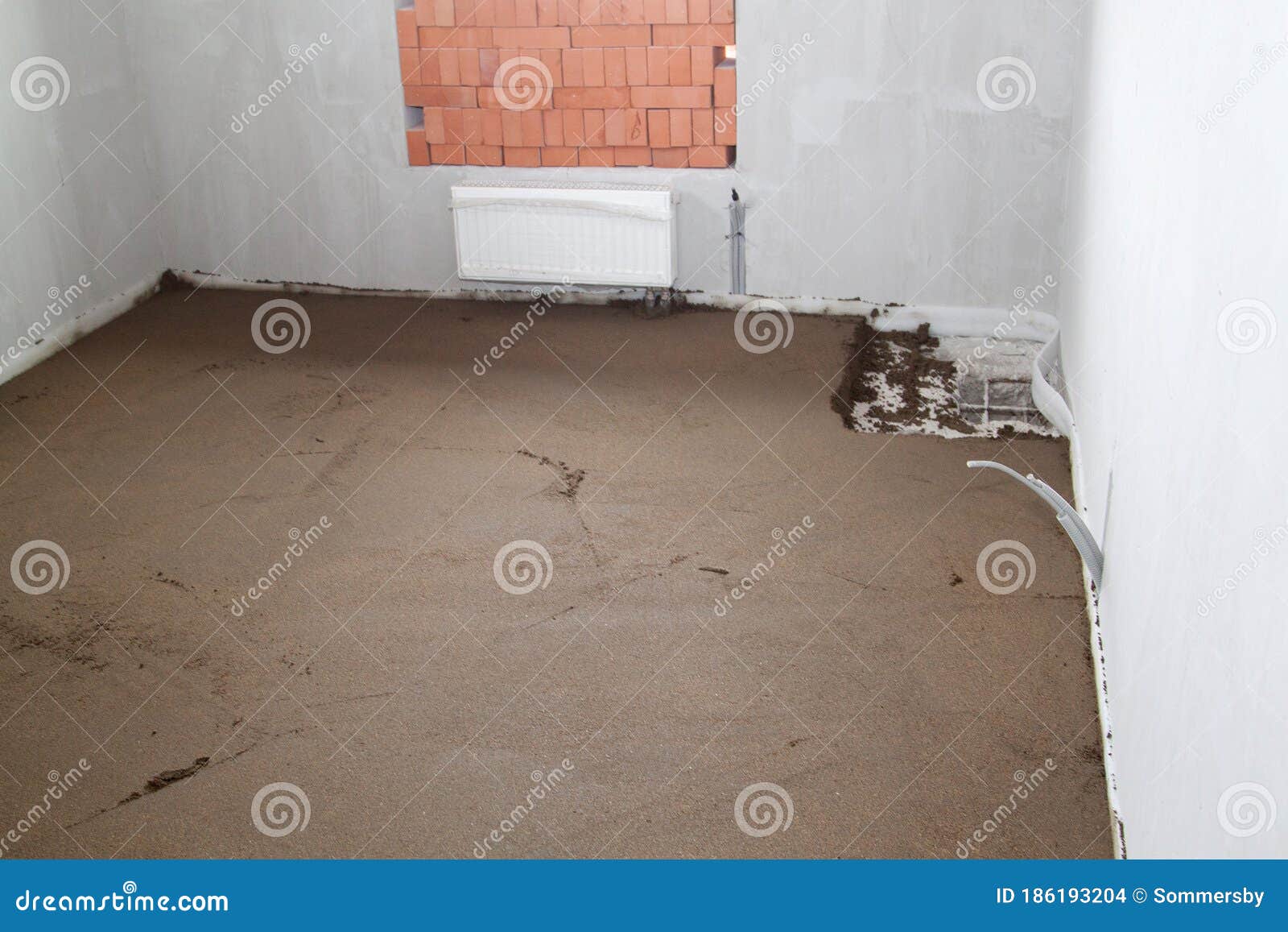 Leveled Dry Cement-sand Mixture on the Floor Surface in a Building ...