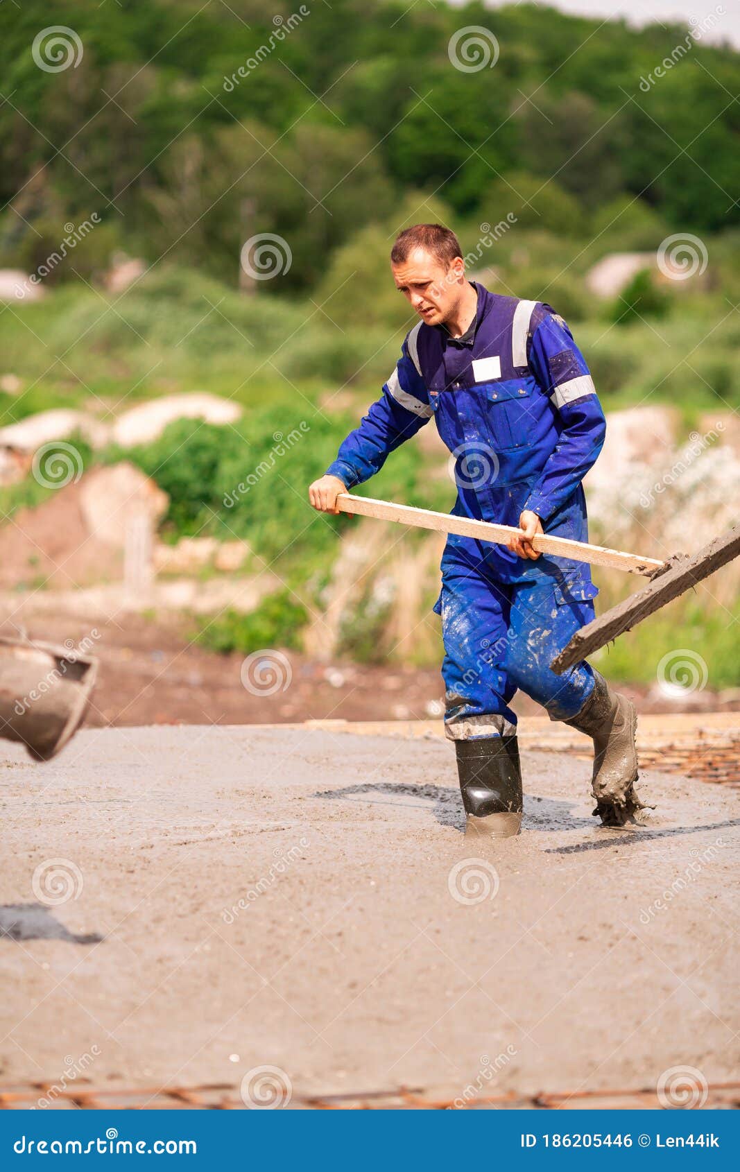 Leveling of the Cement or Concrete of the Foundation Formwork from ...