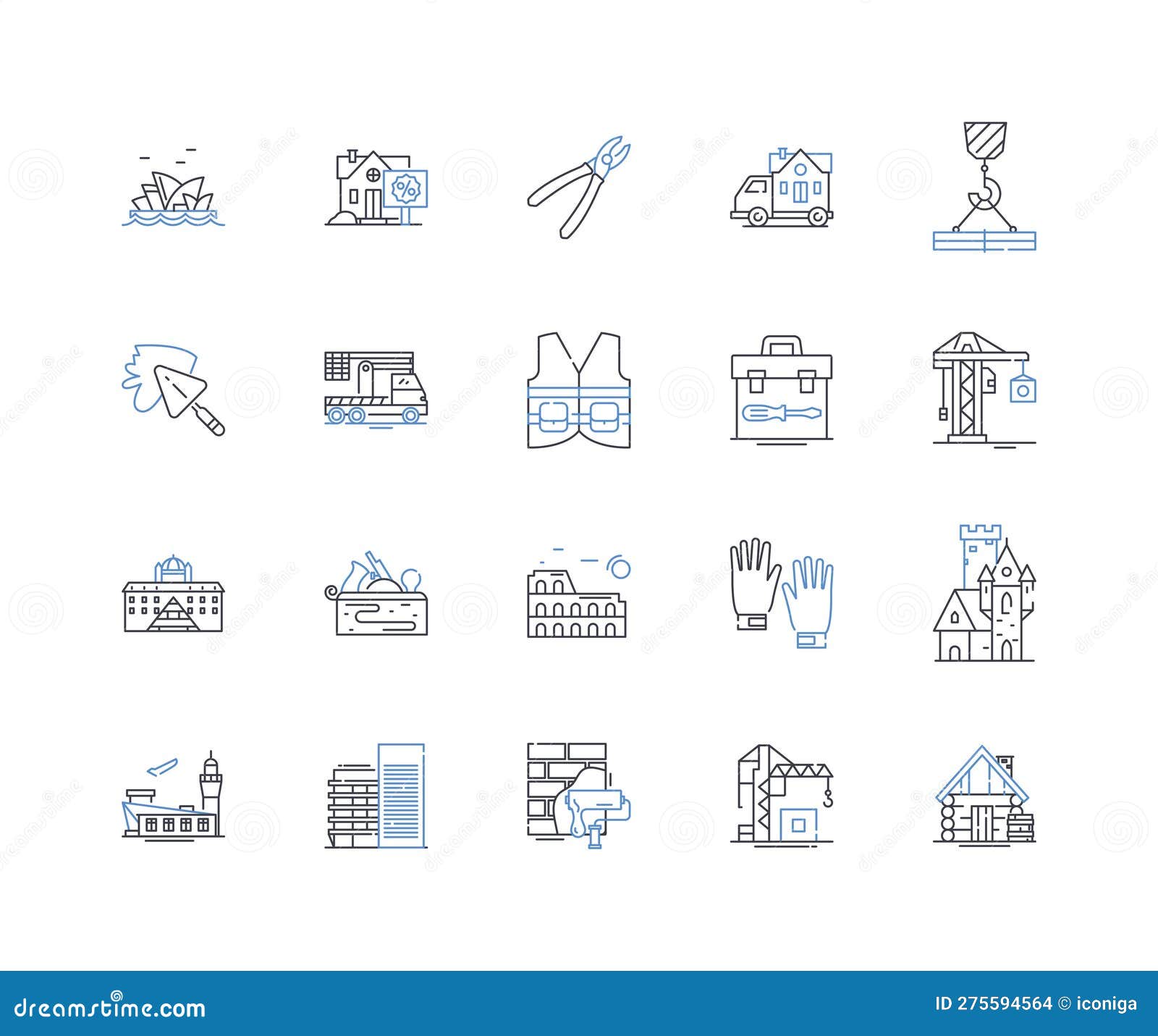 Leveling Machine Line Icons Collection. Precision, Straightening ...