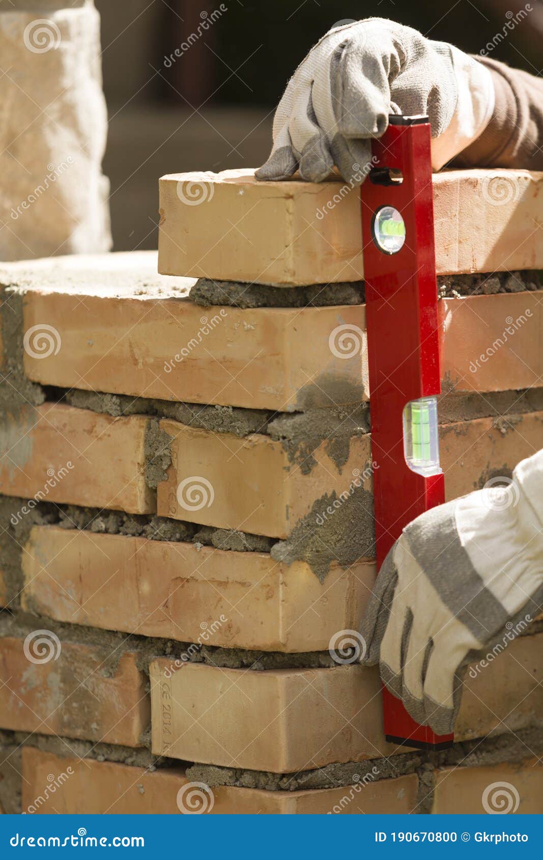 Leveling the Masonry Bricks Stock Photo - Image of house, construction ...