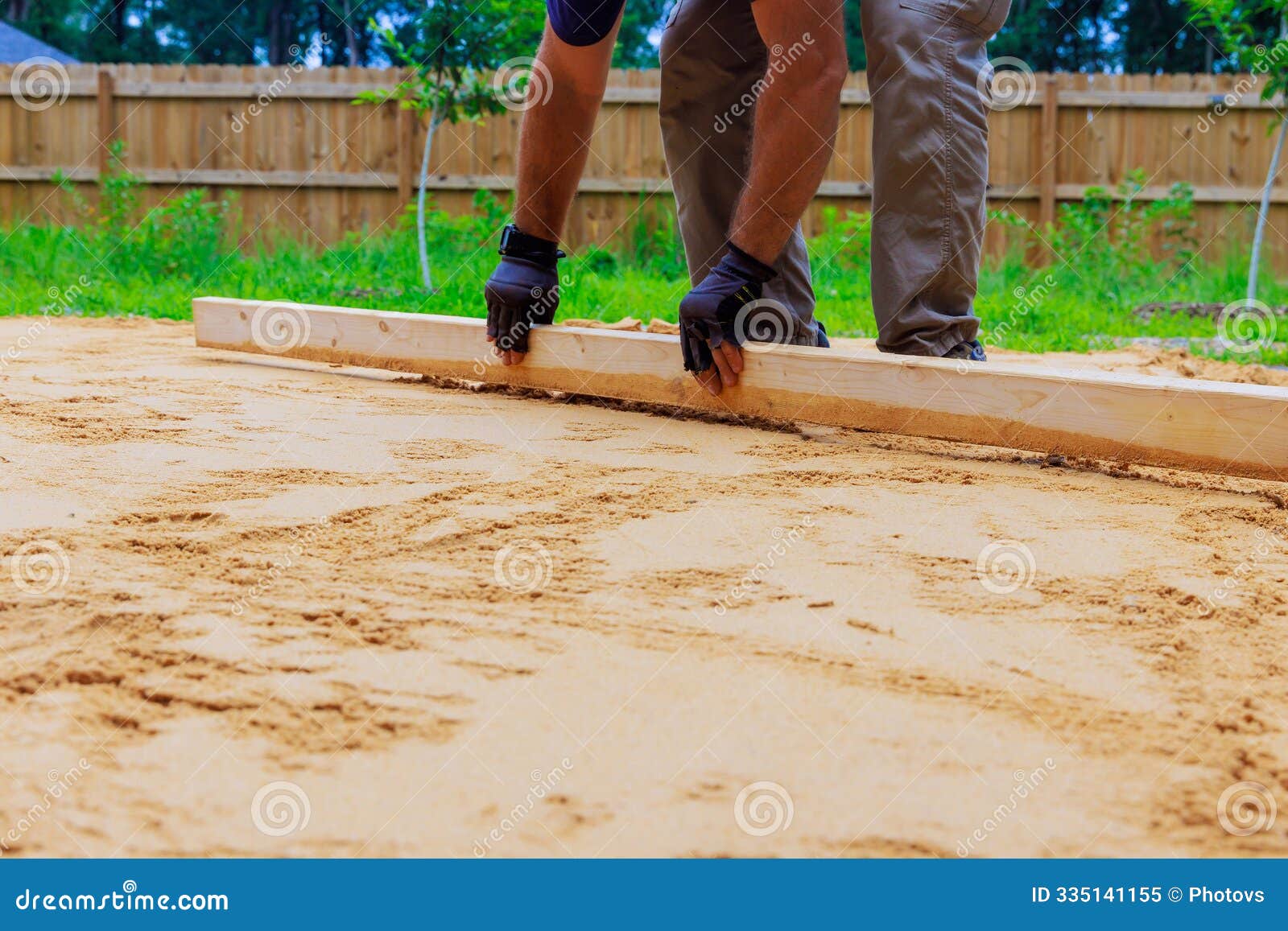 Leveling Sand when Preparing Platform before Newly Installing Swimming ...