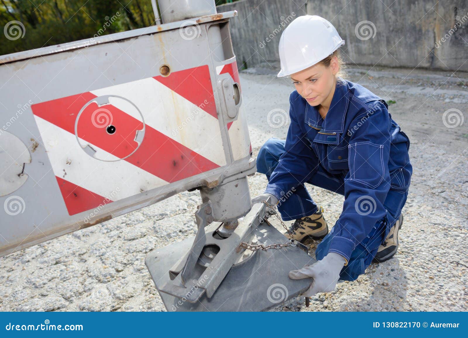 Levelling the Construction Truck Stock Photo - Image of safety, pretty ...