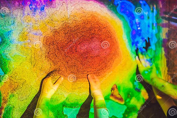 The Levels of the Heights of the Mountains on a Map Made of Sand Stock ...