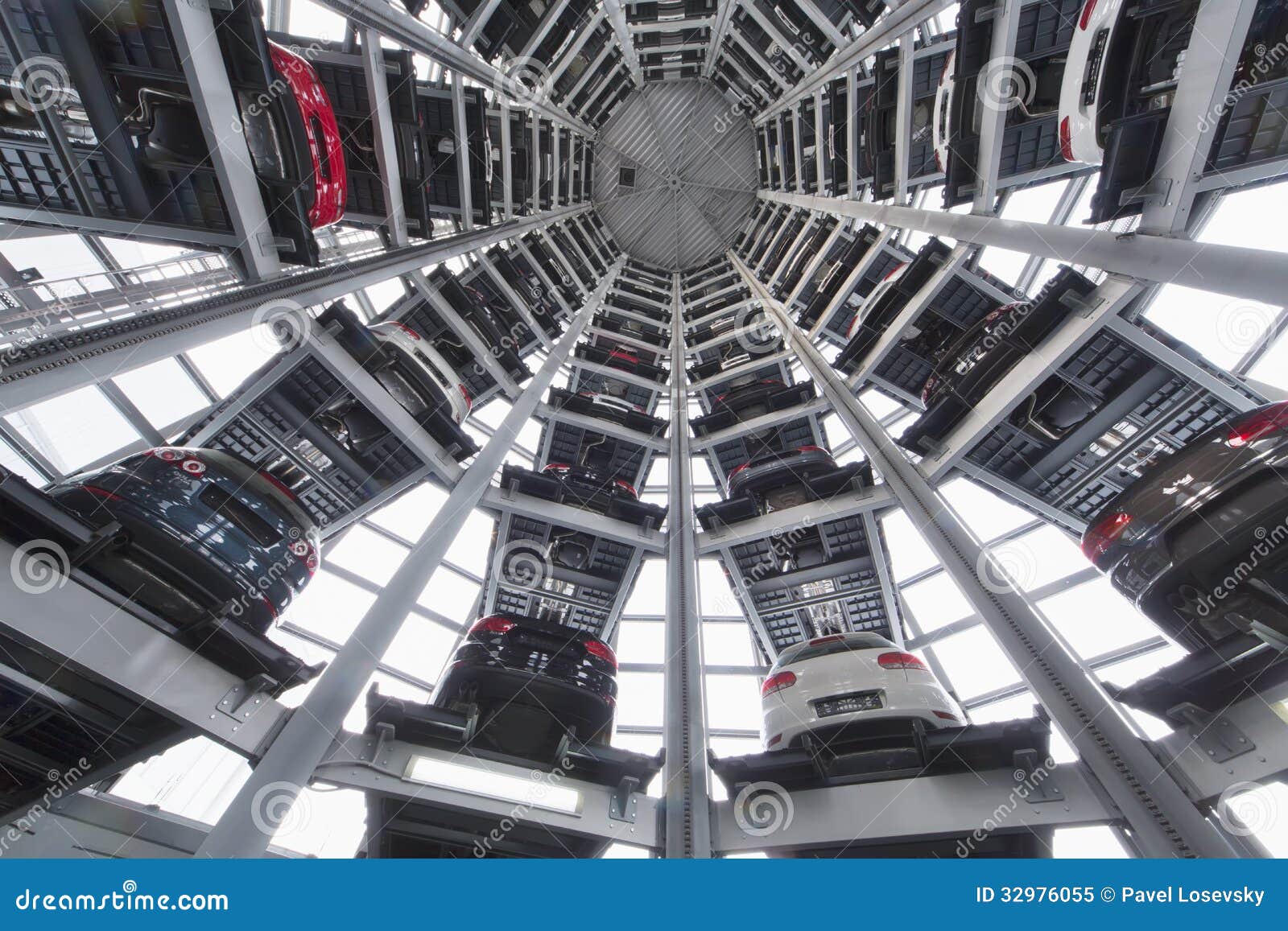 Levels of Platforms Arranged in a Circle with the Cars Stock Image ...