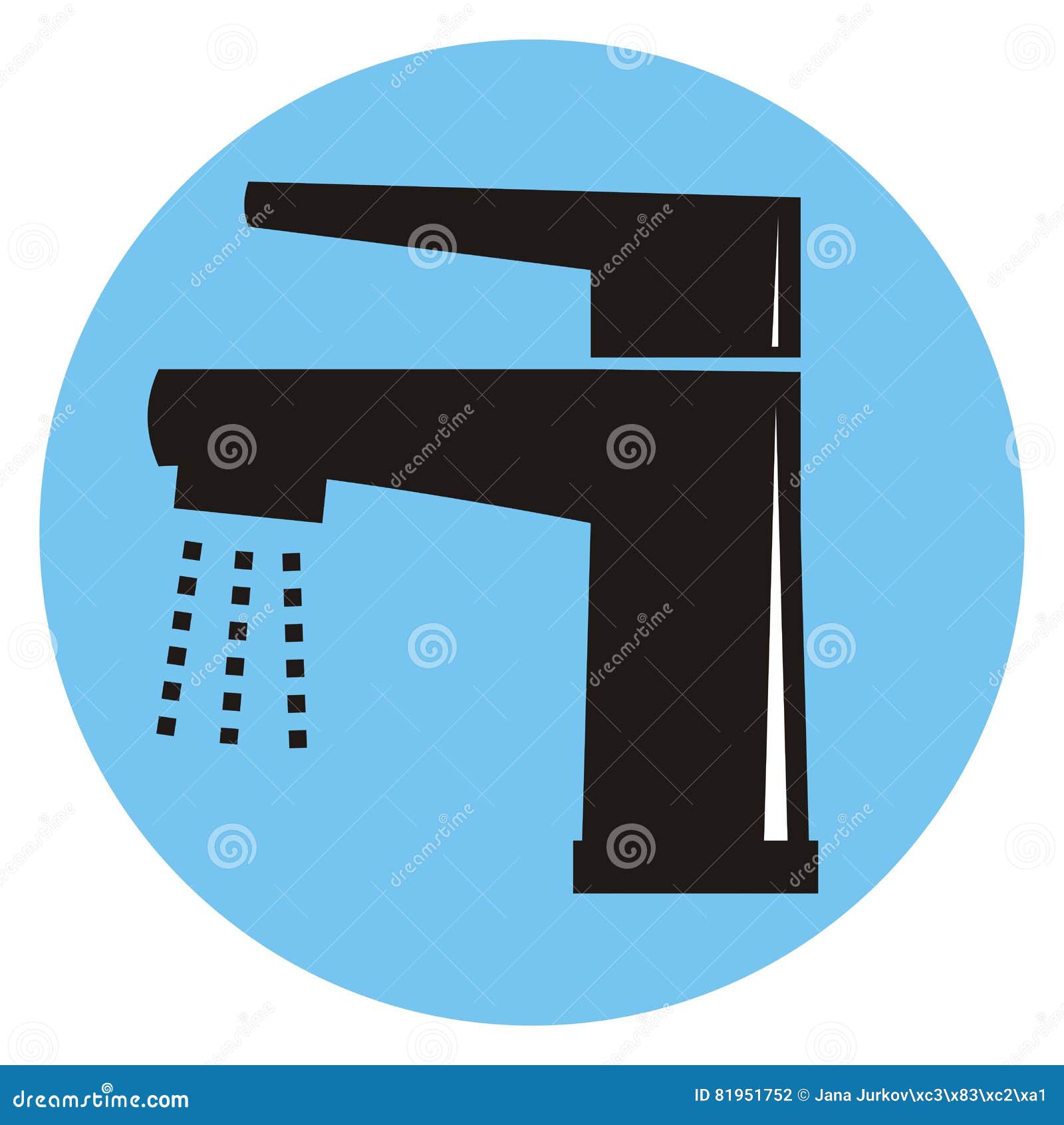 Lever Faucet, Black Symbol at Blue Circle Frame, Vector Stock Vector ...