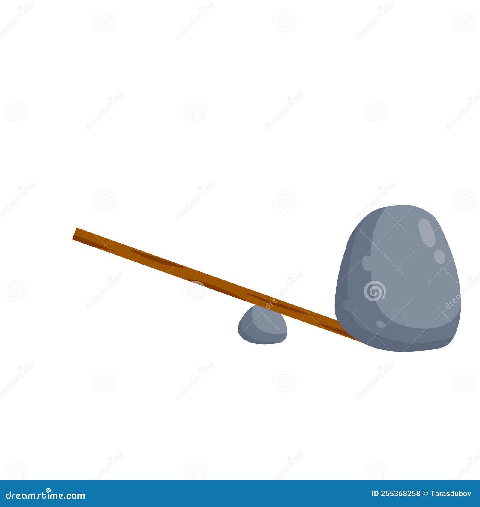 Lever of Stick with Stone. Lifting Cobblestone. Stock Vector ...
