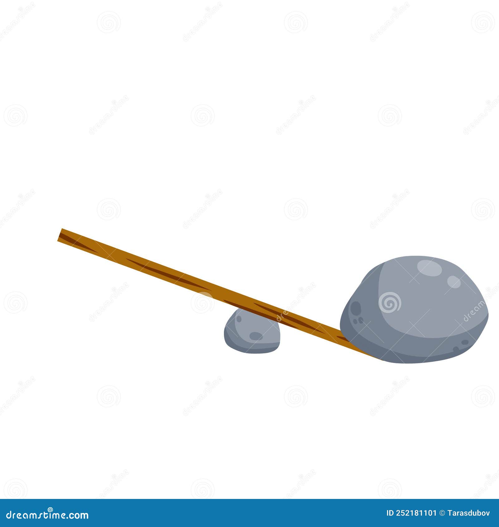 Lever of Stick with Stone. Lifting Heavy Cobblestone Stock Vector ...