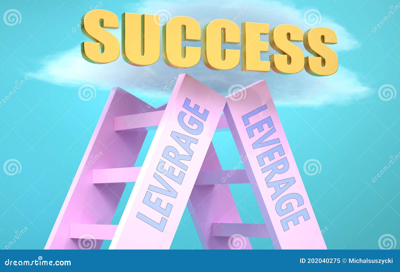 Leverage Ladder that Leads To Success High in the Sky, To Symbolize ...