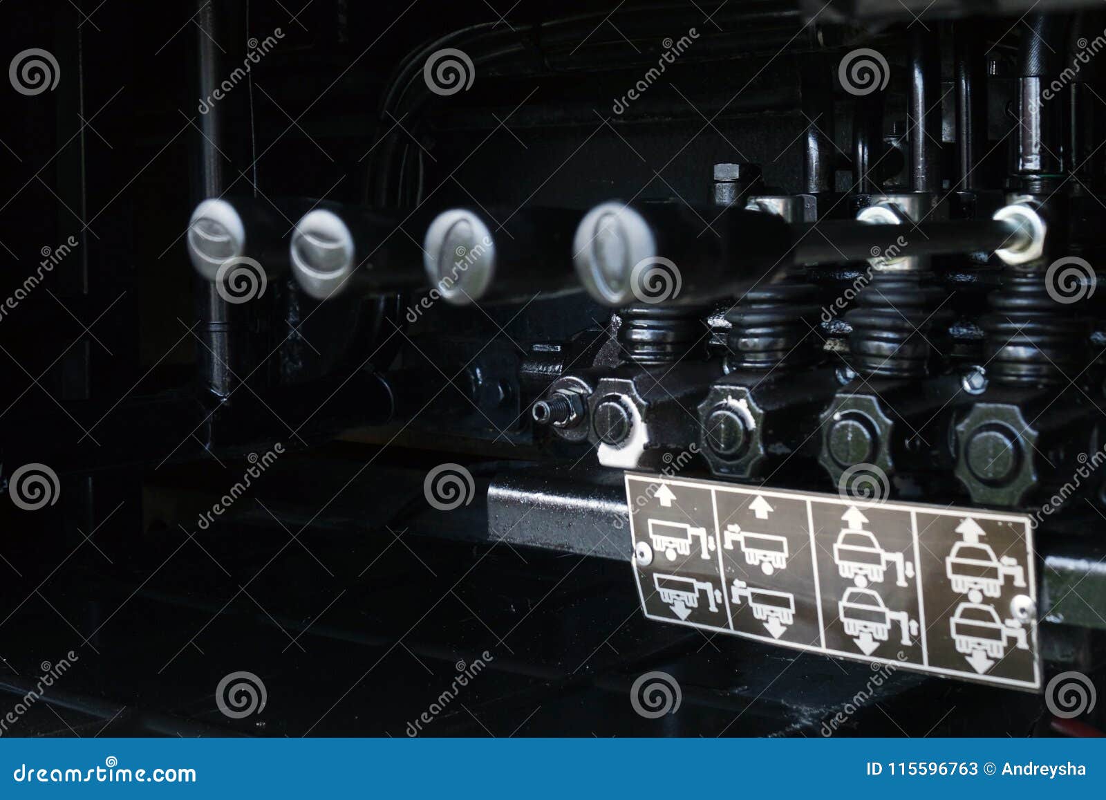 Levers on the Control Panel of the Lifting Mechanism. Stock Image ...