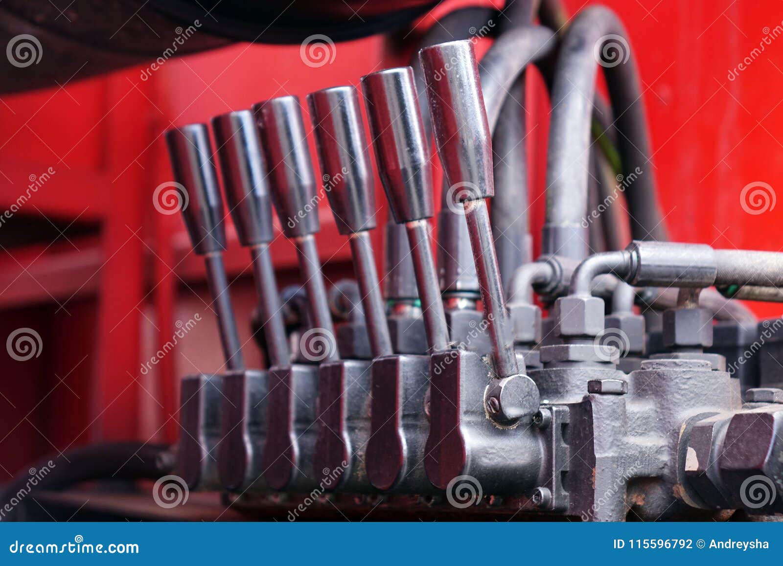 Levers on the Control Panel of the Lifting Mechanism. Stock Photo ...