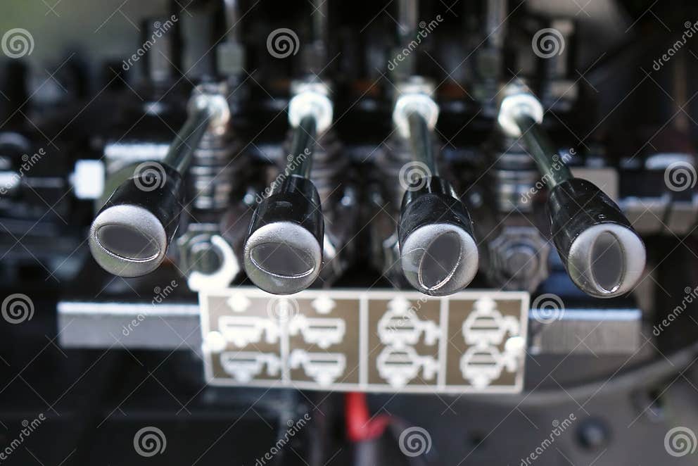 Levers on the Control Panel of the Lifting Mechanism. Stock Image ...