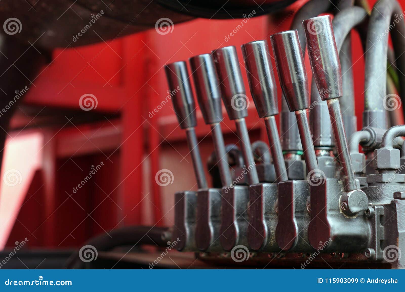 Levers on the Control Panel of the Lifting Mechanism. Stock Image ...