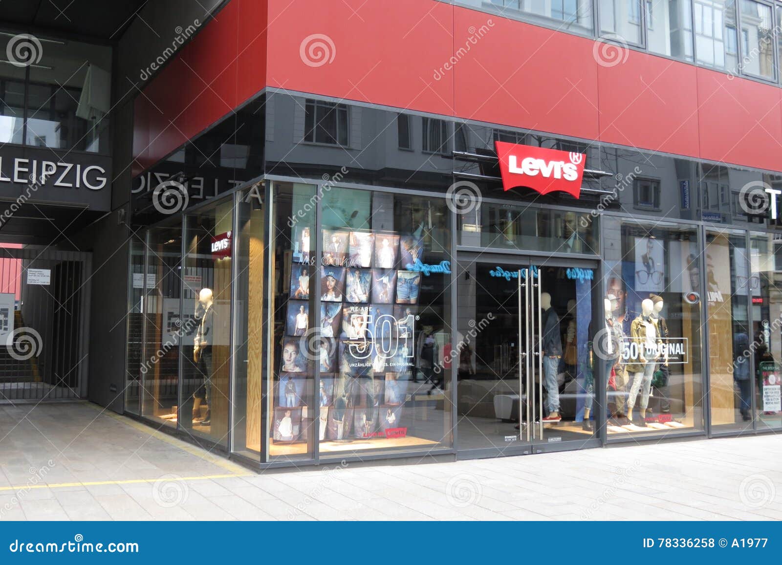 Levis Brand Logo And Sign Text On Fwall Acade Entrance Fashion Front ...