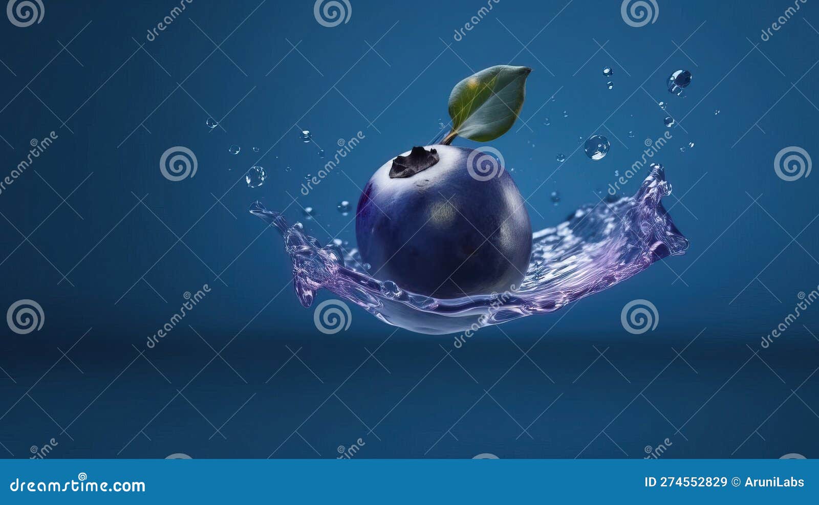 Blueberry And Water Splash Isolated Background. Realistic Dairy Product ...