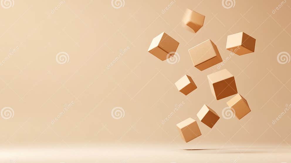 Levitating Cardboard Boxes on Minimalist Beige Background for Delivery ...