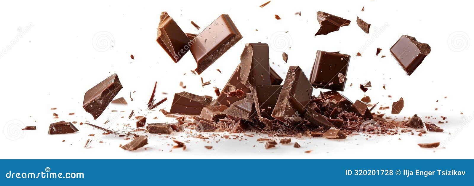 Levitating Chocolate Bar Post Crash On White Background For Striking ...