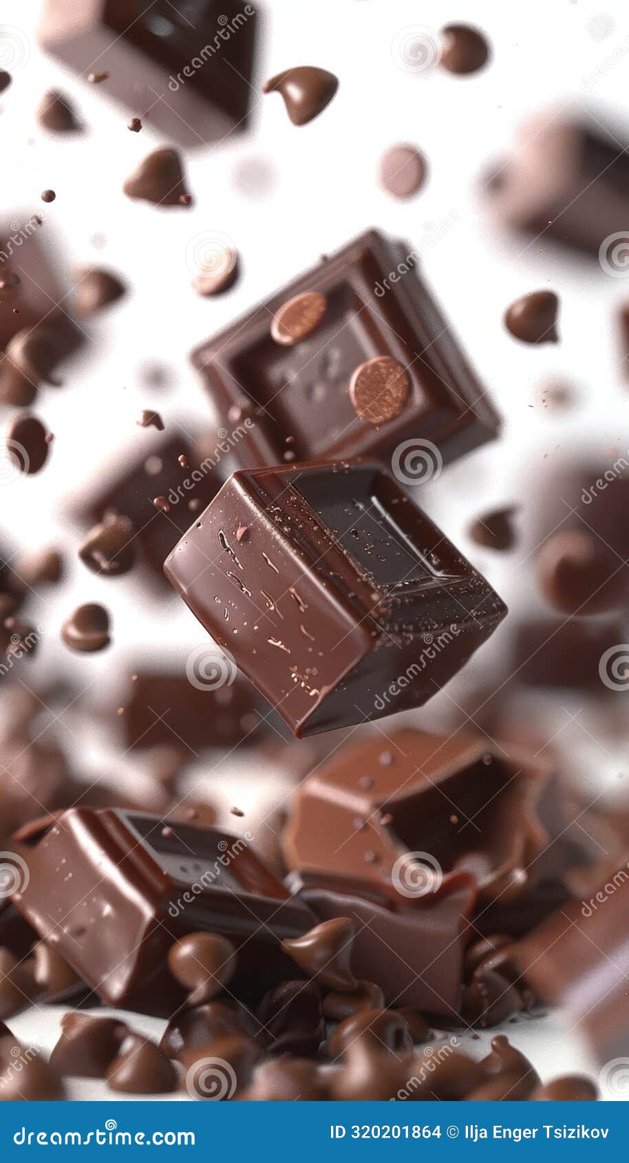 Levitating Chocolate Bar Post Crash on White Background for Striking ...