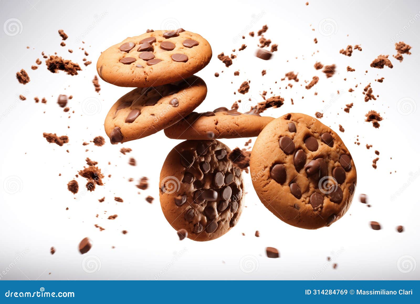 Levitating Chocolate Chip Cookies Explosion Stock Illustration ...