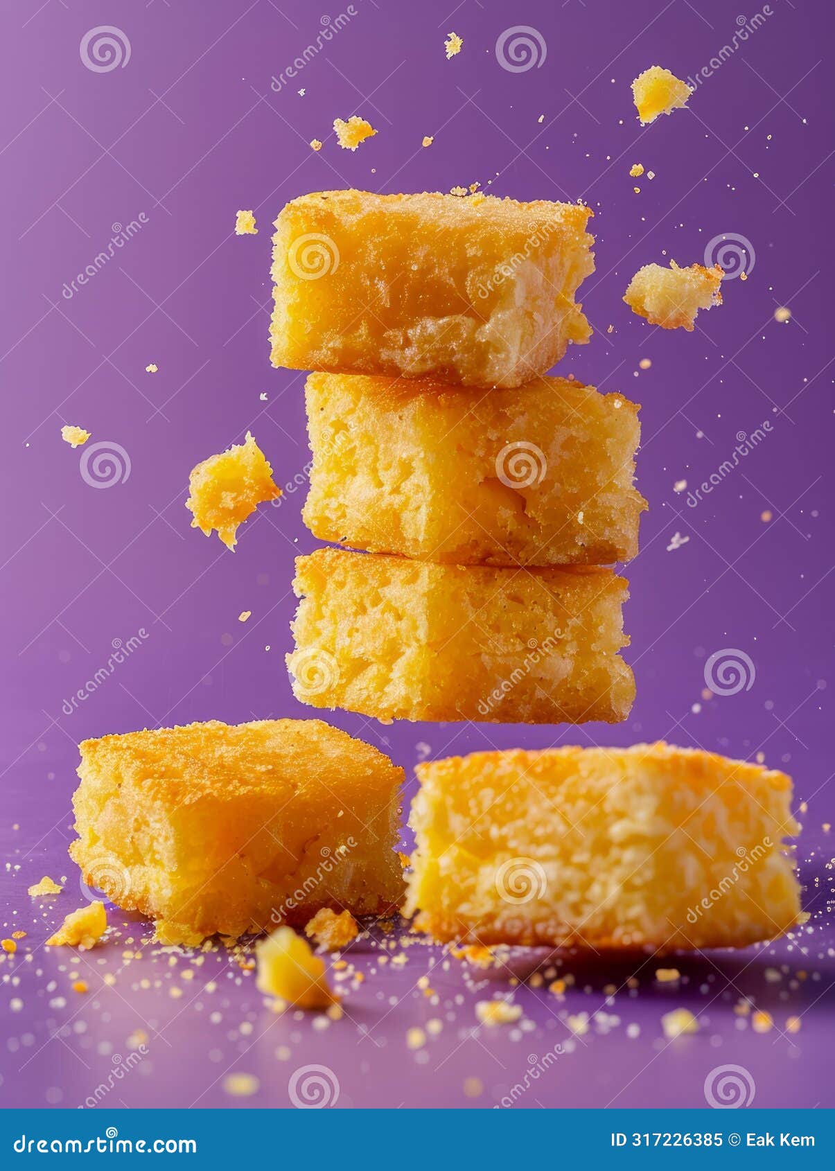 Levitating Crystallized Pineapple Pieces on Vibrant Purple Background ...