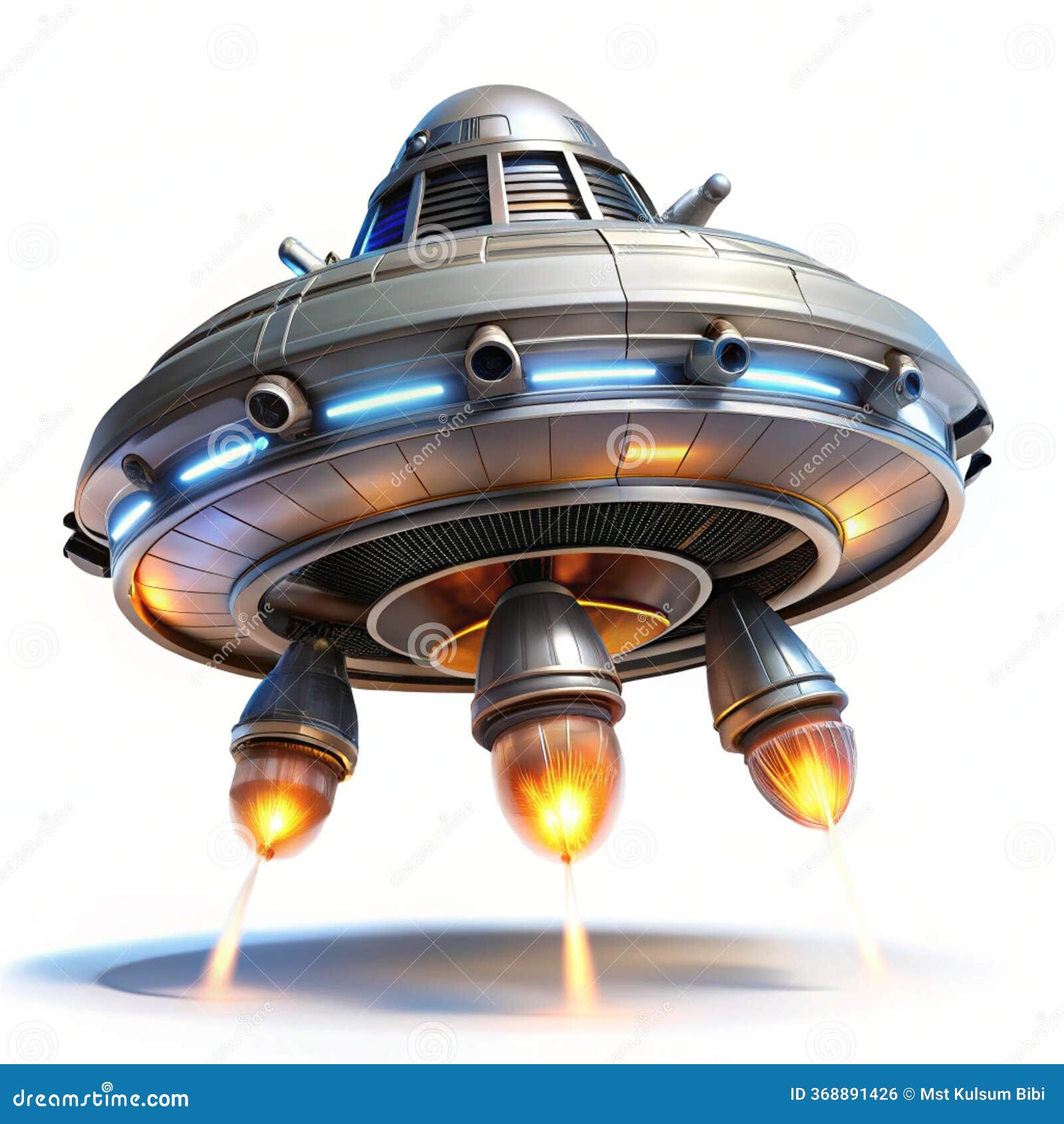 Levitating 3D Spaceship With Animated Engine Thrusters Stock Photo ...
