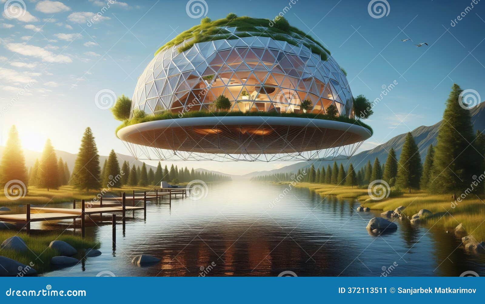 Levitating Eco Dome A Floating Self Sustaining Geodesic Dome De Royalty ...