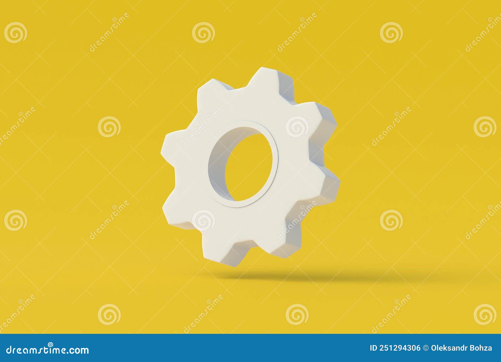 Levitating Gear On Yellow Background. Engineering Technology. Mechanism ...