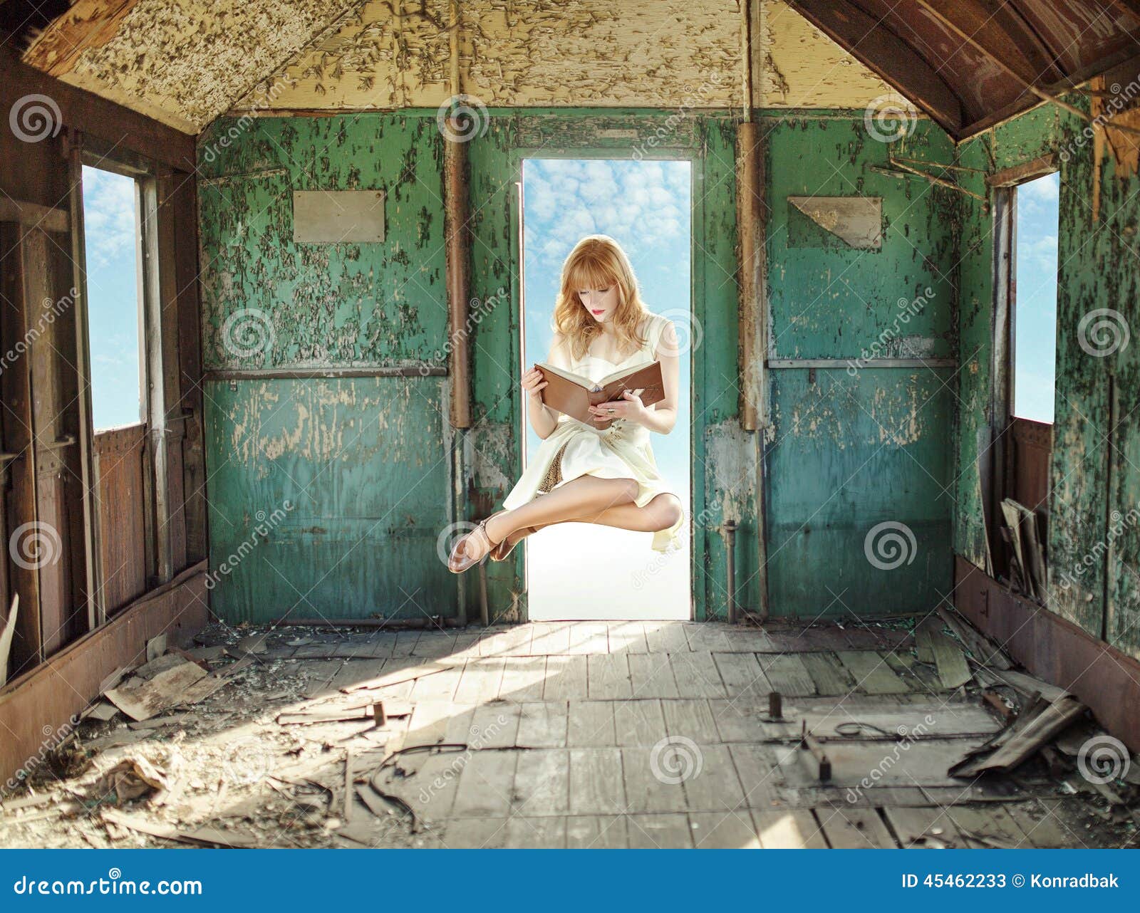 Levitating Lady Reading in the Hovel Stock Image - Image of gorgeous ...