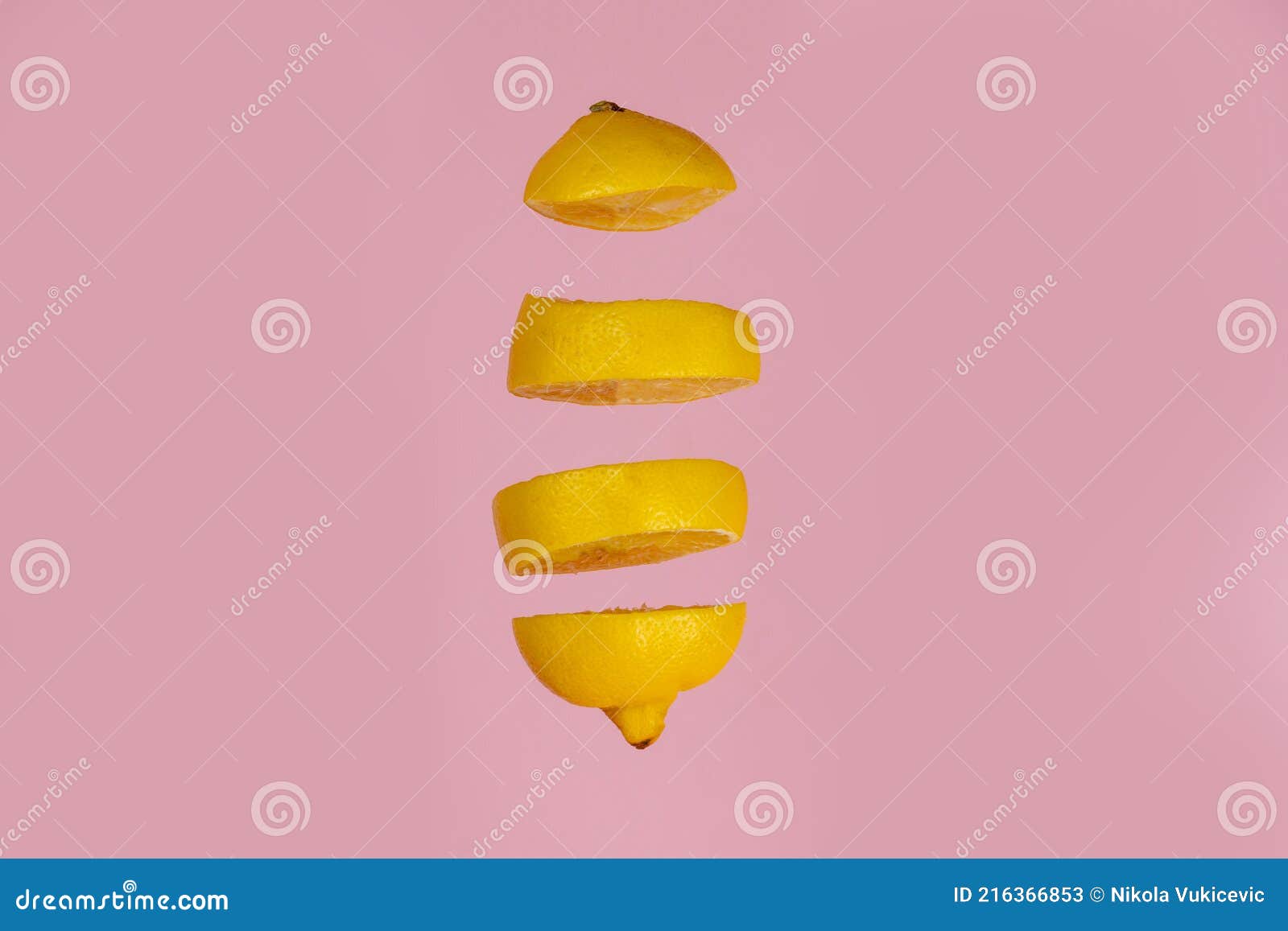 Levitating Lemon Sliced on Pink Background Stock Image - Image of juicy ...